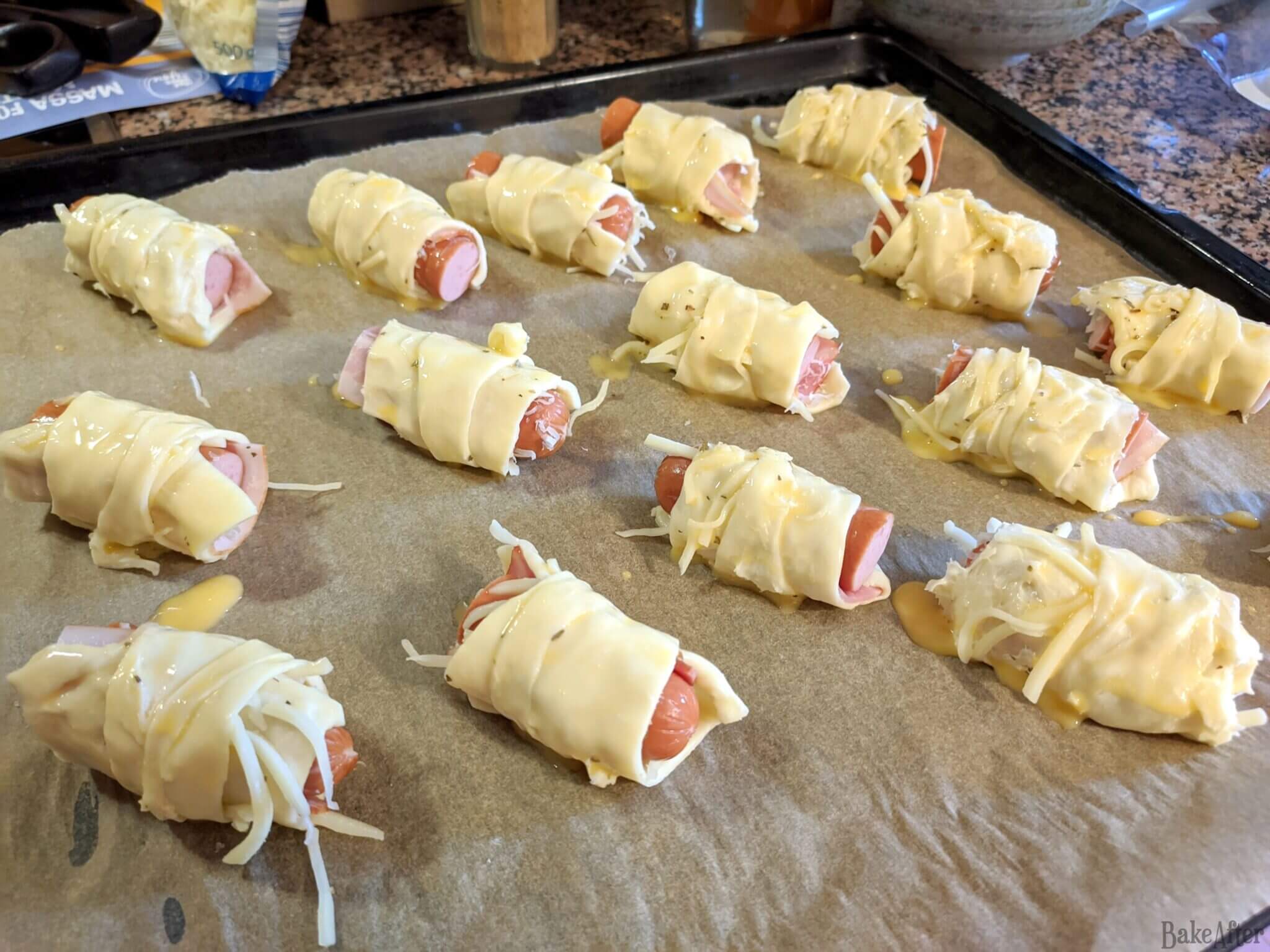 Sausage and Bacon Cheesy Puff Pastry Rolls · Bake After Recipe