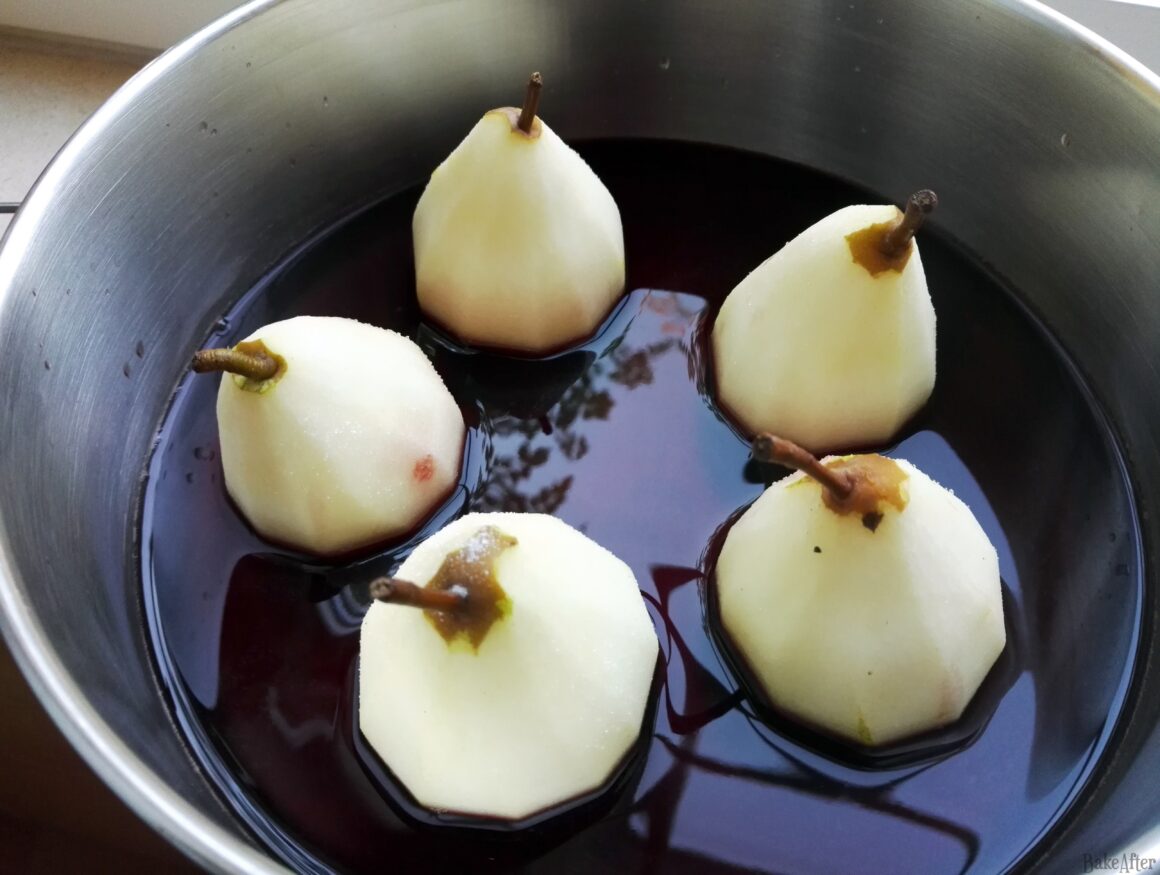 Portuguese Poached Pears in Red Wine • Pêras Bêbadas · Bake After Recipe
