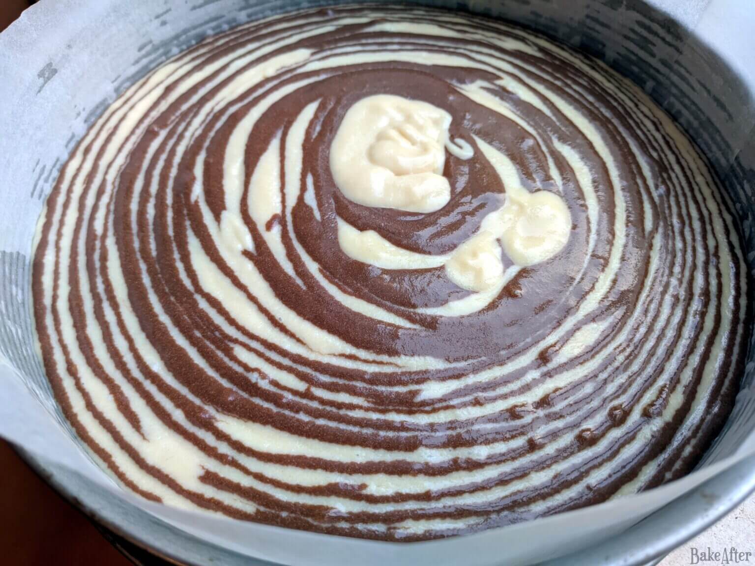 Zebra Chocolate and Vanilla Marble Cake · Bake After Recipe
