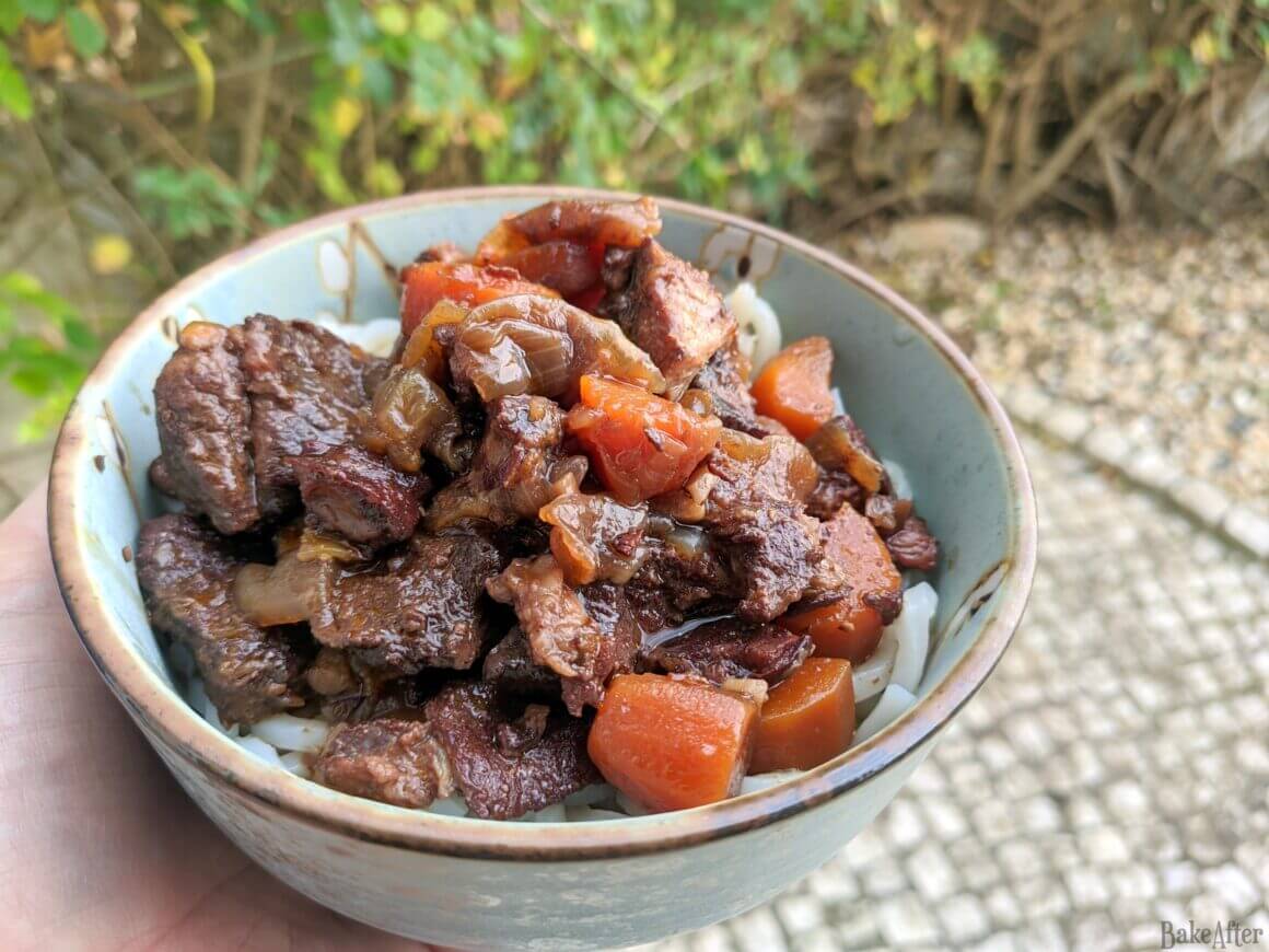 Portuguese-Style Beef Stew with Japanese Udon Noodles · Bake After Recipe