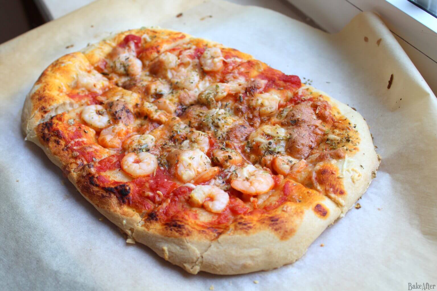 Homemade Naples Style Pizza with Shrimp · Bake After Recipe