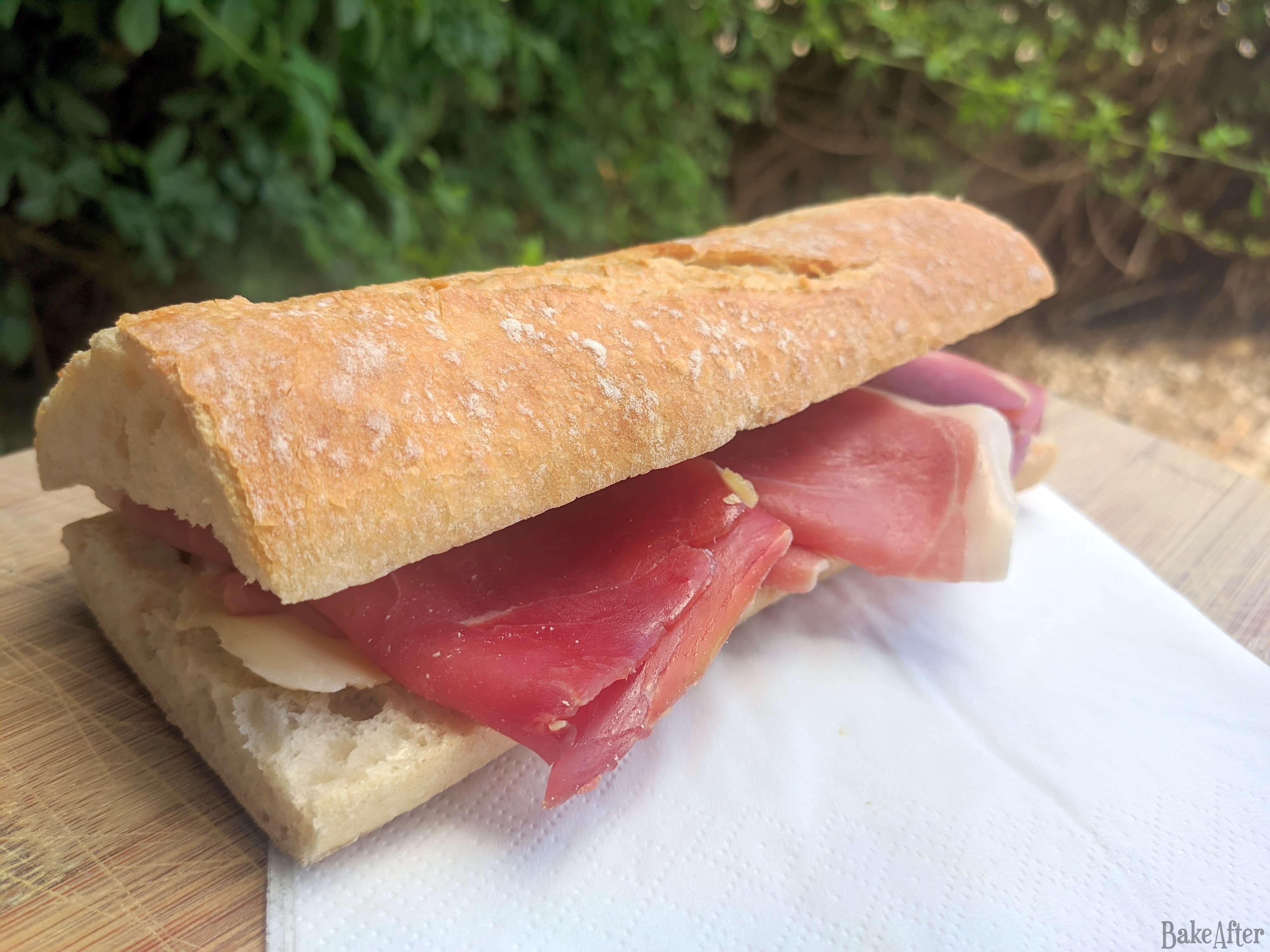 French Baguette with Butter and Dry-Cured Ham • Jambon Beurre · Bake ...