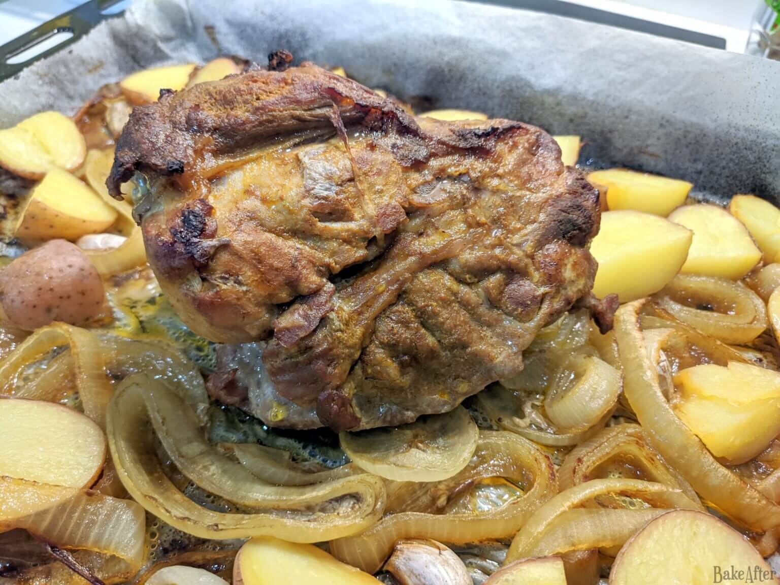 Smoky Paprika Roasted Pork Neck with Golden Potatoes · Bake After Recipe