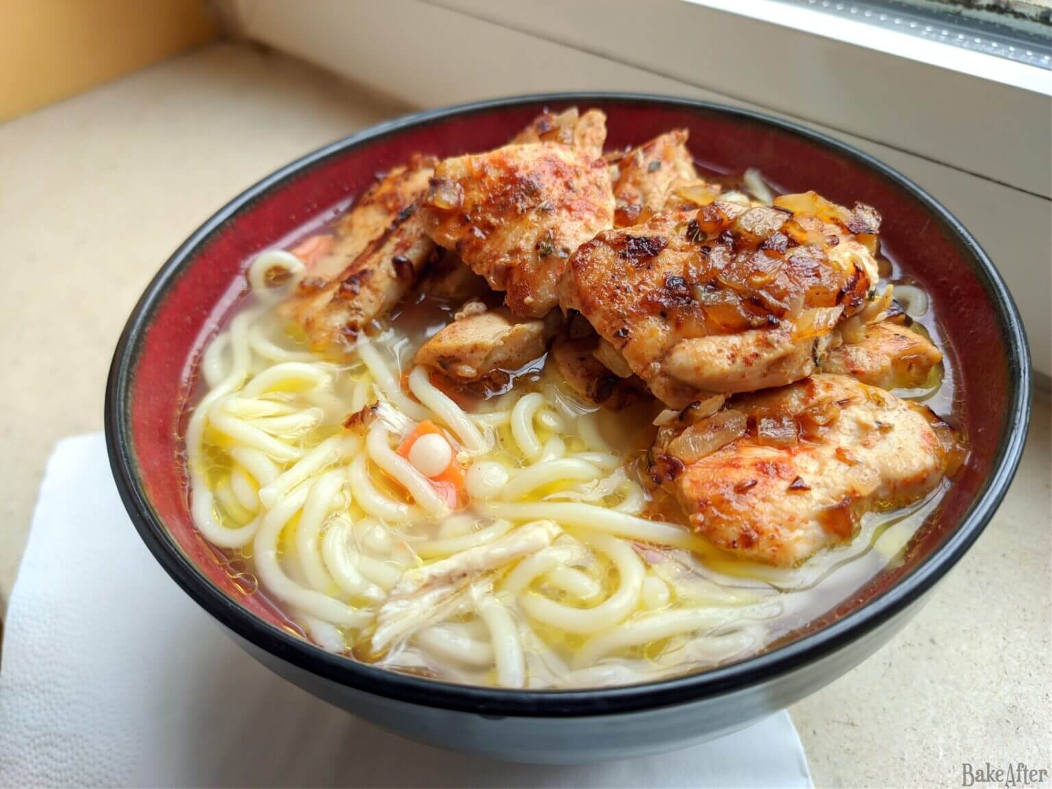 Easy Chicken Udon Soup with Paprika Chicken · Bake After Recipe